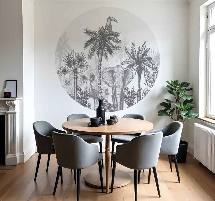 Gray safari cercle wall decal