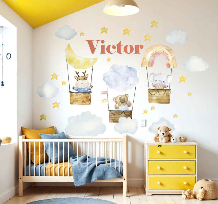 High-flying animal friends wall decal