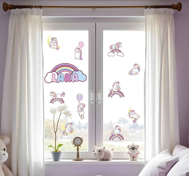 Unicorns and rainbows window sticker