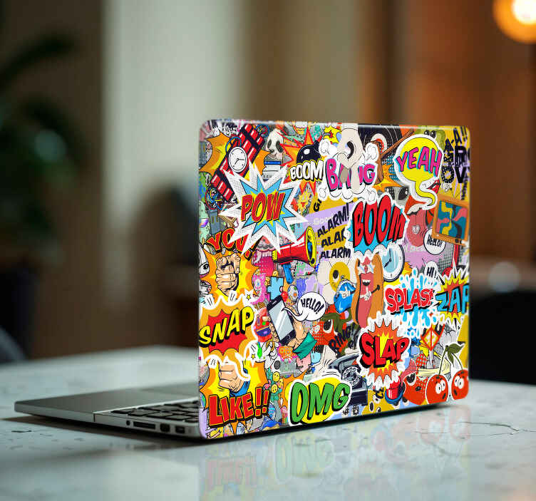 Sticker ordinateur portable explosions multicolores