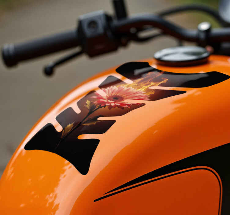 Flaming flower motorbike sticker