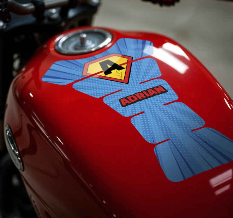 Personalized superhero initial motorbike sticker