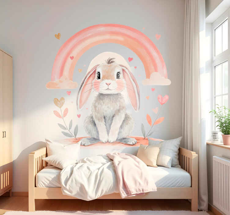 Pastel lovely rainbow bunny wall sticker