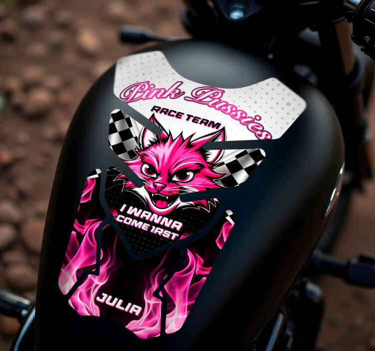 Calcomanía para moto gato rosa