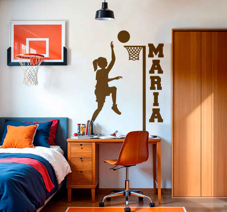 Customizable girl basketball wall sticker