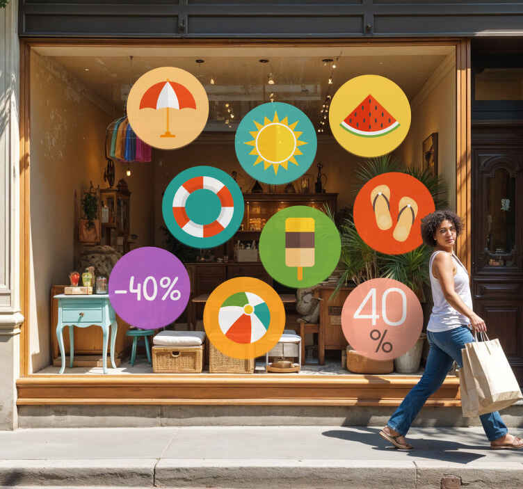 Kleurrijke zomerkortingen korting sticker