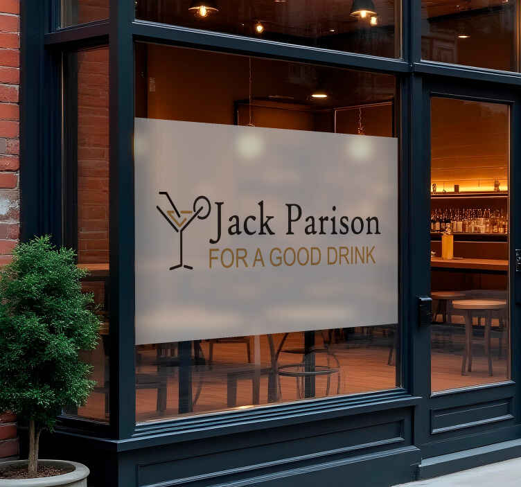 Translucent adhesive strip with logo shop window sticker