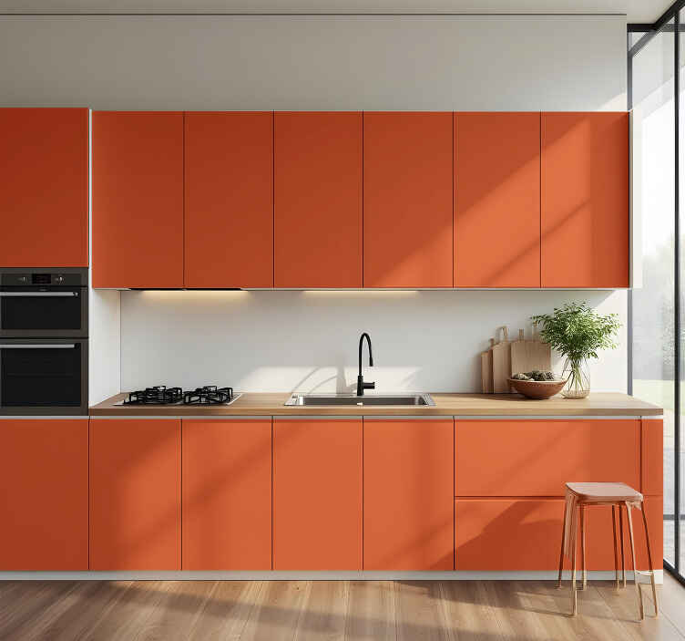 glossy orange color kitchen wall sticker