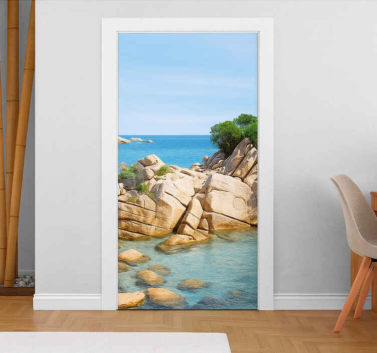 Rock coastal paradise door sticker