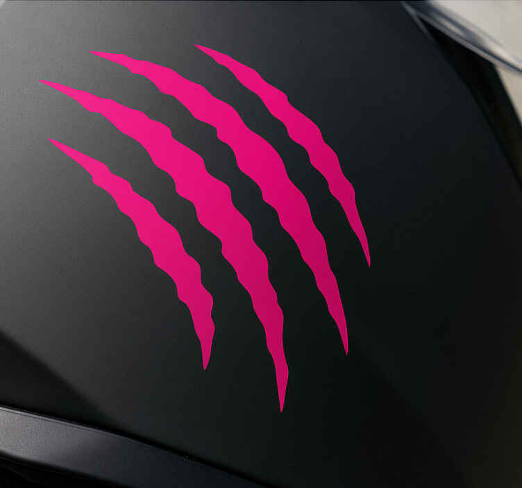 Pink claw scratches motorbike sticker