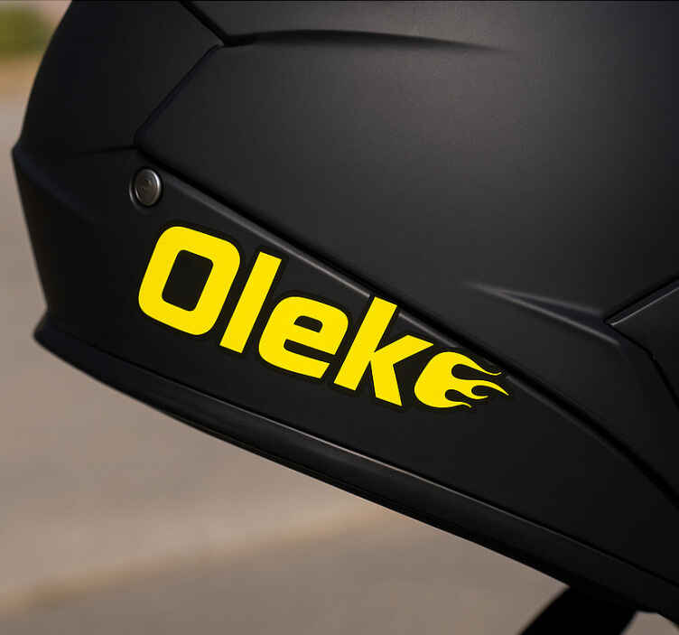 Calcomanía para moto llama personalizada con nombre