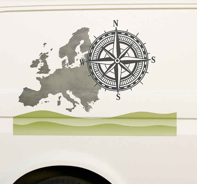 Global landscape and compass campervan decal