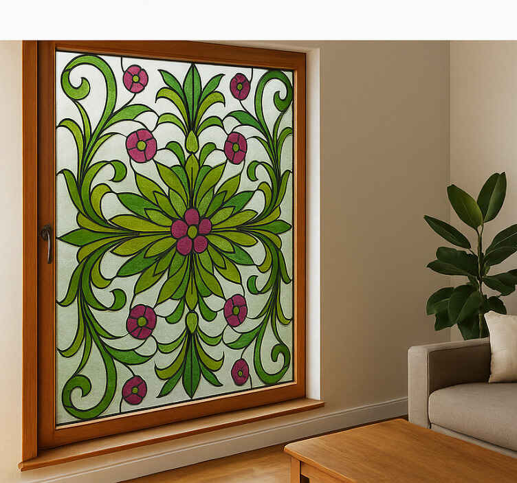 Victorian floral glass window sticker