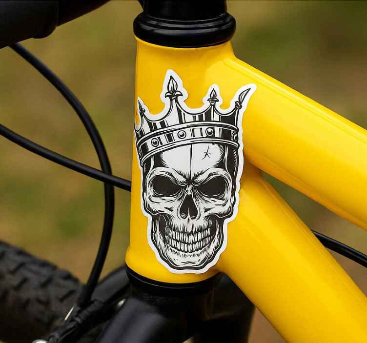Black and white skull bike sticker
