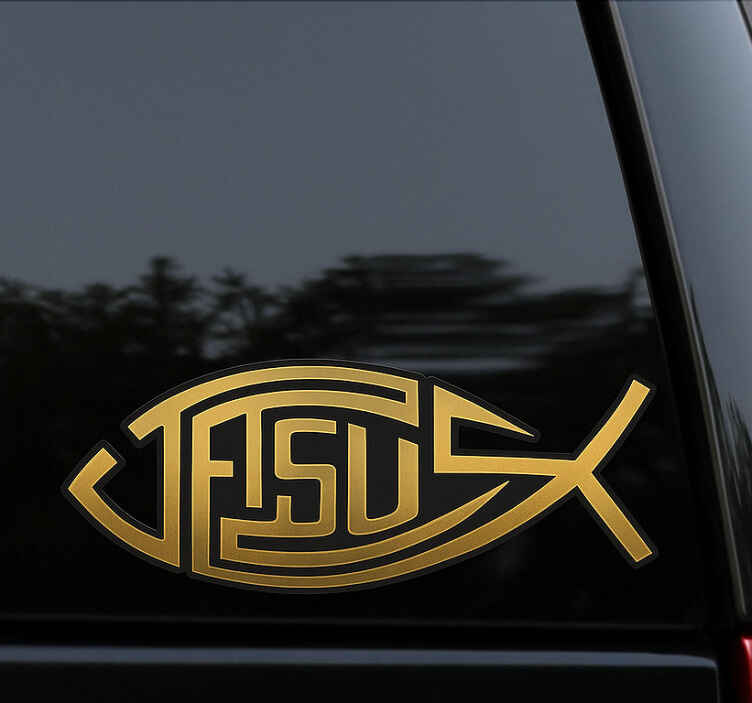 Compact Jesus fish car sticker