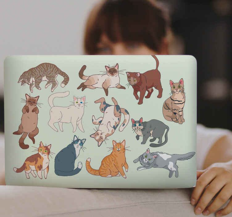 Adesivo per laptop vari gatti animati