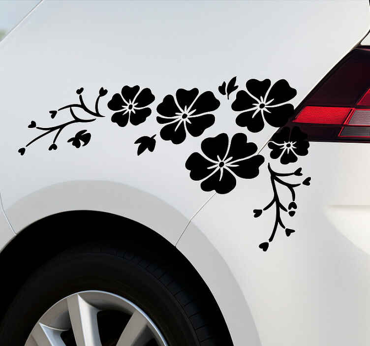 Car sticker black cherry blossom design