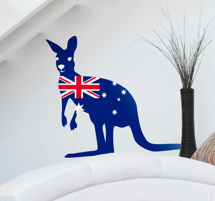 Kangaroo with Flag Sticker - TenStickers
