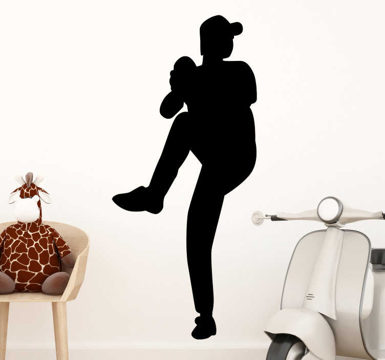 Cricket bowler silhouette wall sticker - TenStickers