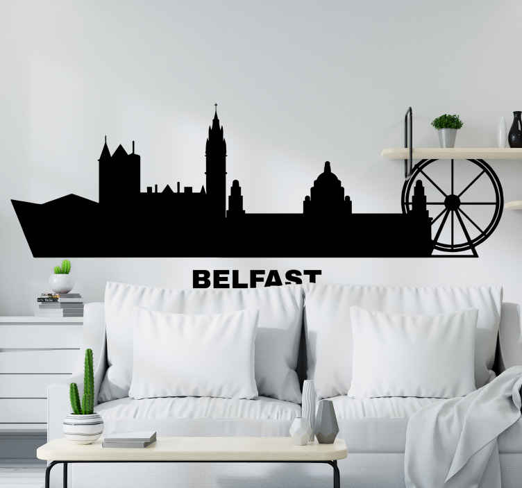 Belfast city skyline silhouette wall sticker - TenStickers