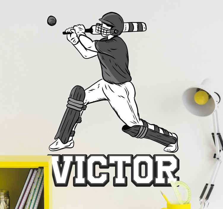 Cricket player batting wall decal - TenStickers