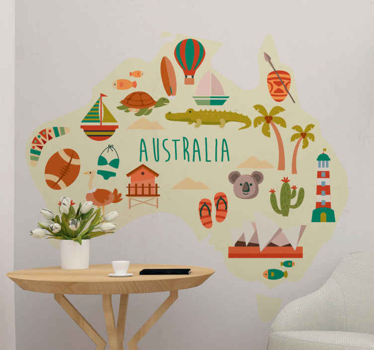 Australia icon map City Sticker - TenStickers