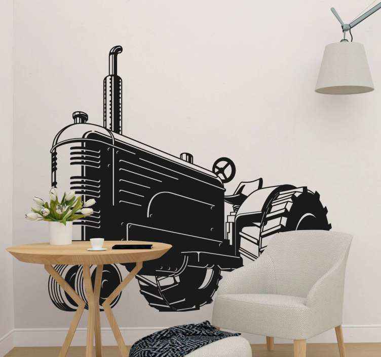 Retro monochromatic tractor toy decal - TenStickers