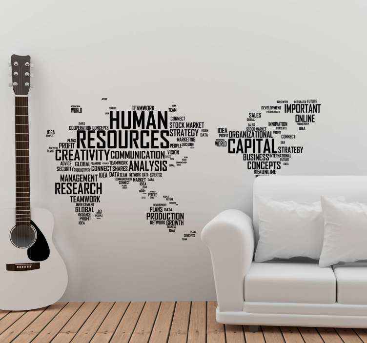 Office Text World Map Wall Sticker TenStickers office-text-world-map-wall-sticker-tenstickers