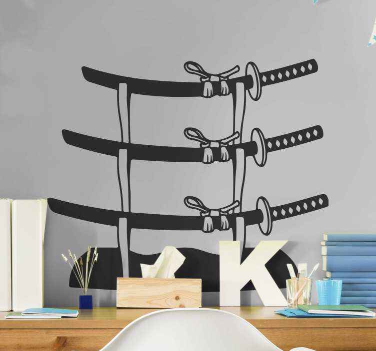 Samurai sword stand object wall sticker - TenStickers