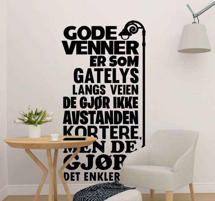 Norsk sitat gode venner sitat veggoverføringsbilde - Tenstickers