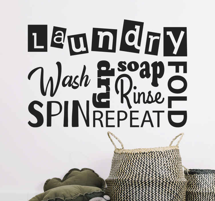 Laundry words monocolor home sticker - TenStickers