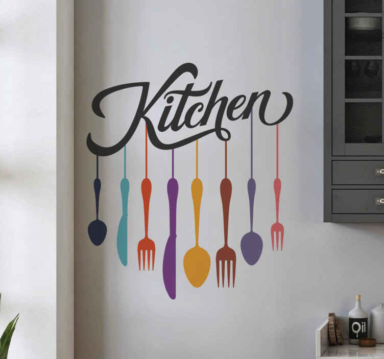 Fork and spoons cutlery kitchen wall sticker - TenStickers