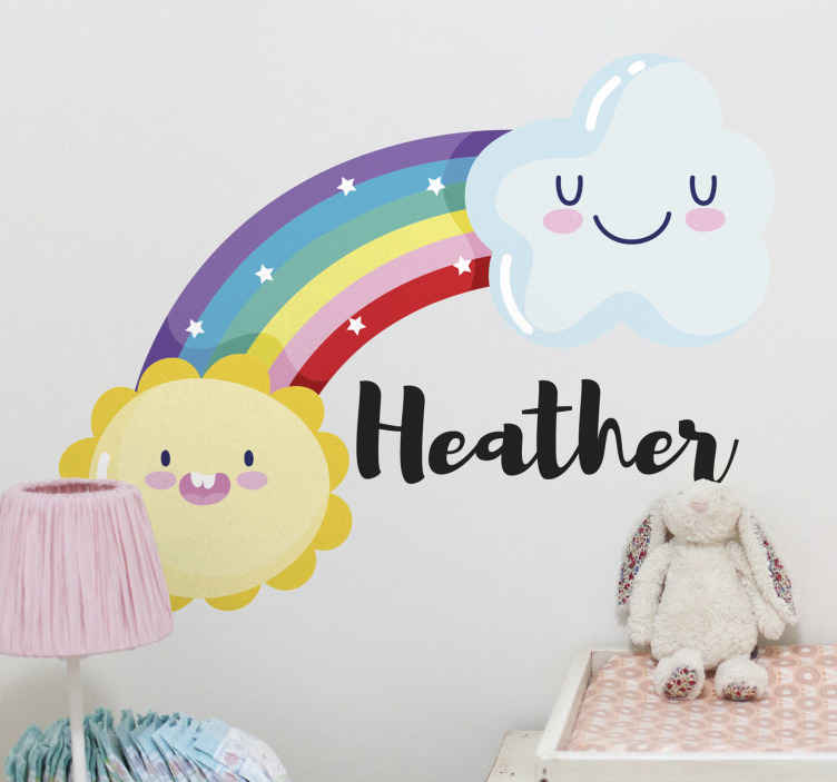 Kid's sticker cute rainbow and sun