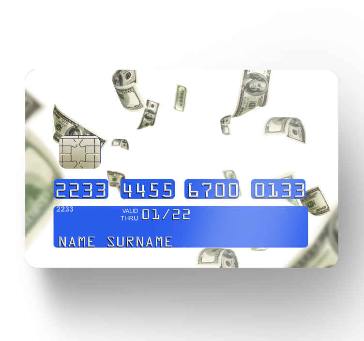 Hundred dollar bill falling bank card sticker - TenStickers