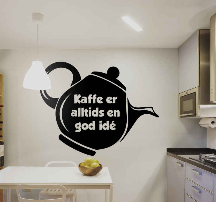 Kaffe er alltid en god ide sitat på klistremerke - Tenstickers