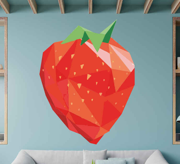Geometric Strawberry Design fruit sticker