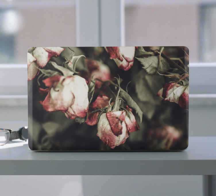 Dried roses with leaves laptop stickers - TenStickers