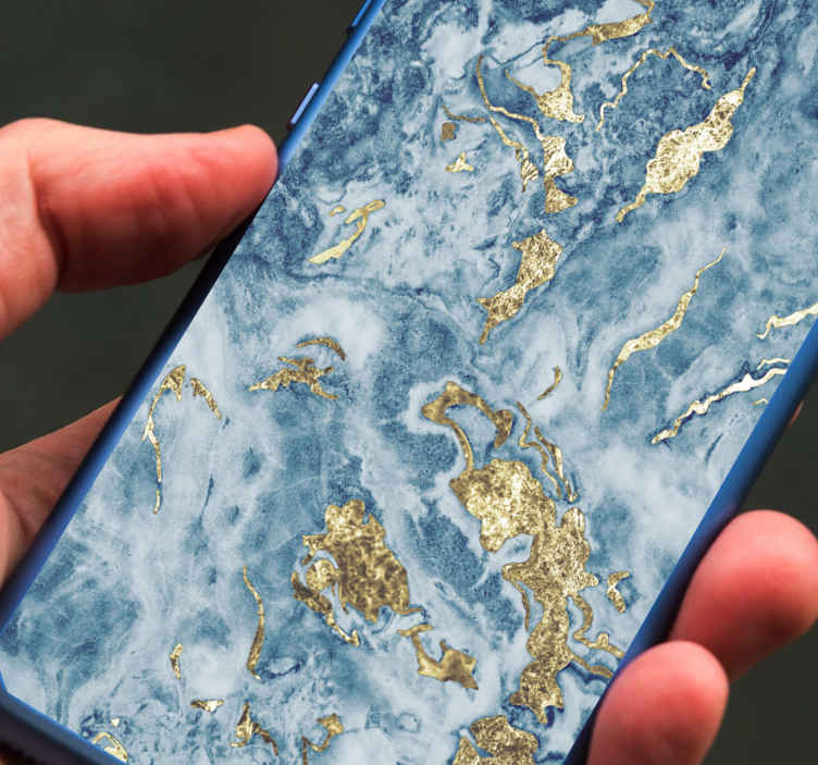 Huawei mobiel stickers Blauw en gouden effect - TenStickers