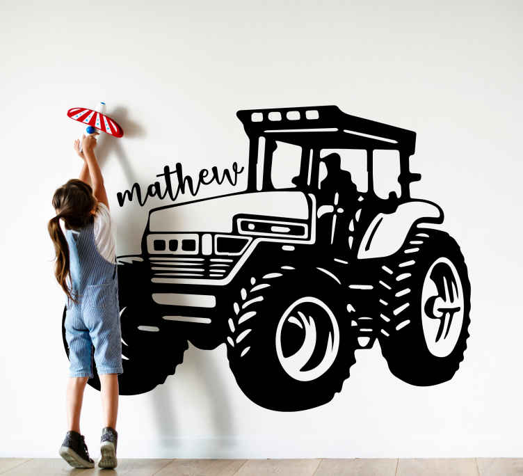 Monocolor tractor with name custom sticker - TenStickers