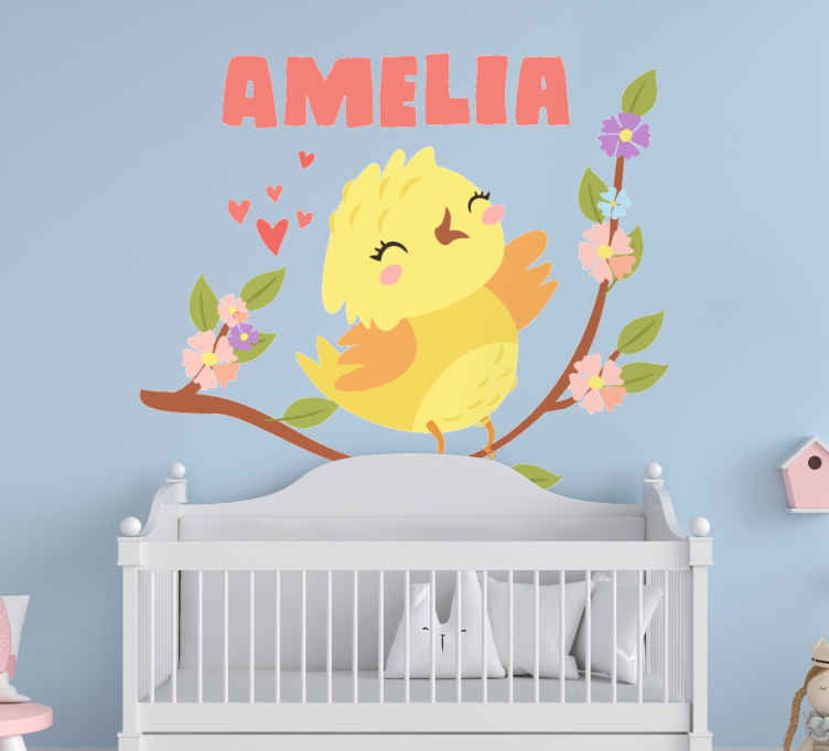 Kid's sticker cute singing bird