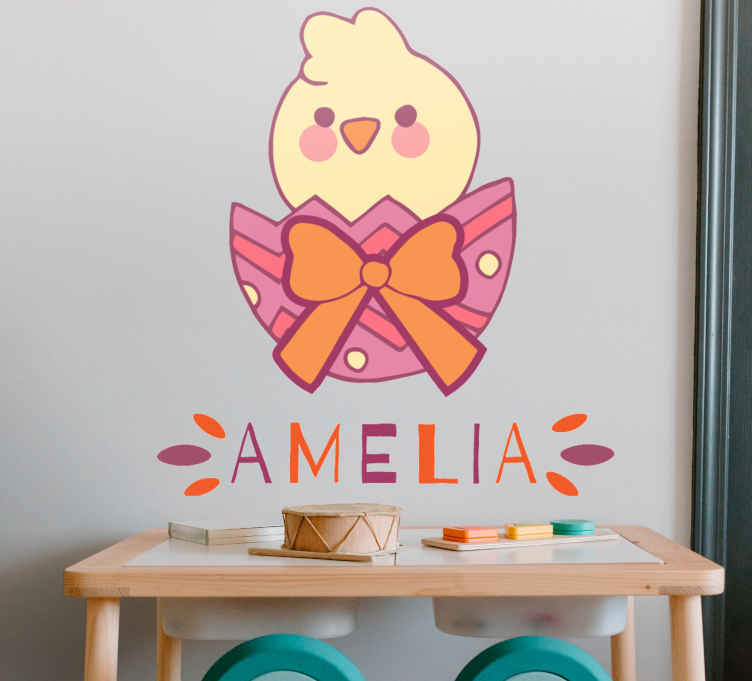 Tilpasset baby kylling i egg med bånd wallsticker fugl - Tenstickers