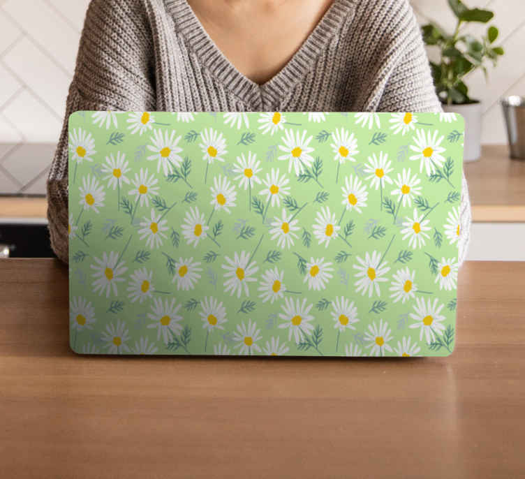 Mönster med vårblomma daisy laptop klistermärken - Tenstickers