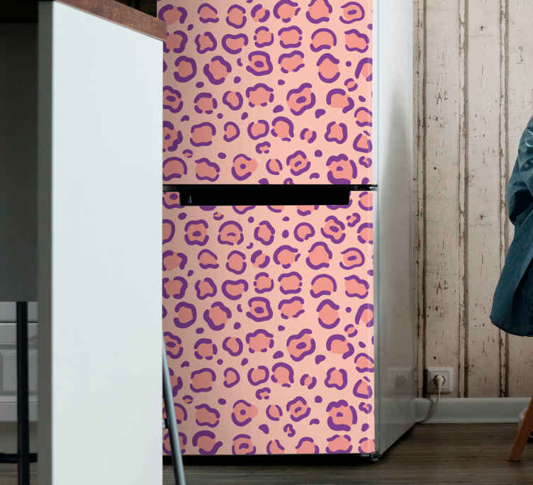 Pink leopard print animal skin fridge decals - TenStickers