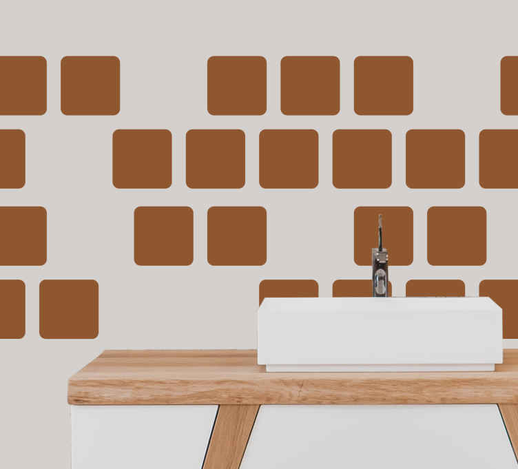Mono-color squares border geometric wall sticker - TenStickers