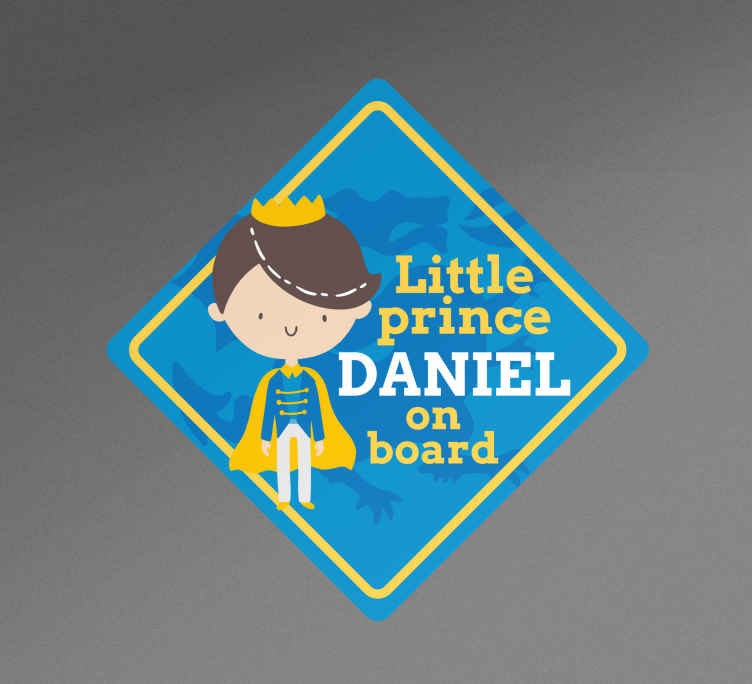 Little prince on board blue design baby in car sticker - TenStickers