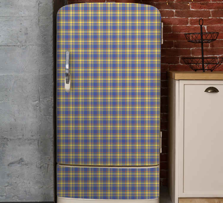 Kühlschrank Sticker Blaues karo-tartar-muster - TenStickers
