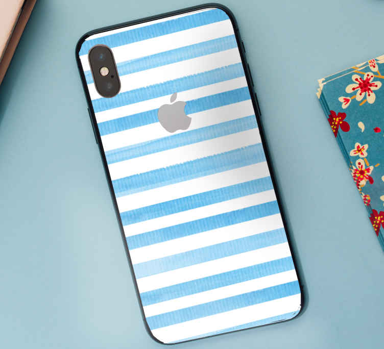 Autocollant iPhone motif lignes bleues - TenStickers