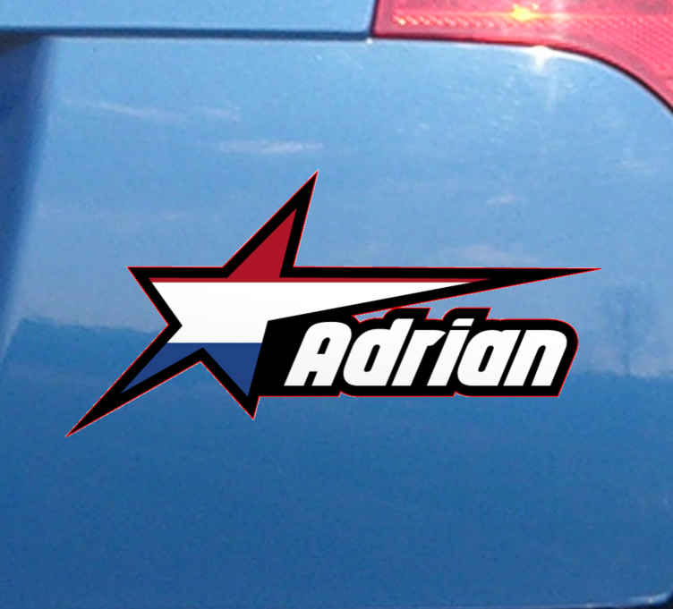Gepersonaliseerde auto sticker Nederlandse vlag naam - TenStickers