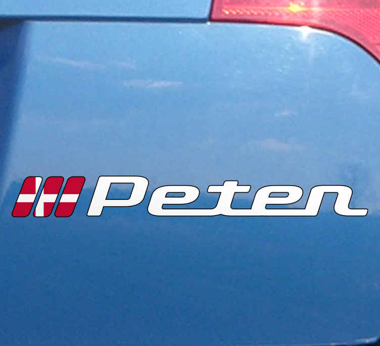 Dansk flag med brugerdefineret navn bilmærke - TenStickers