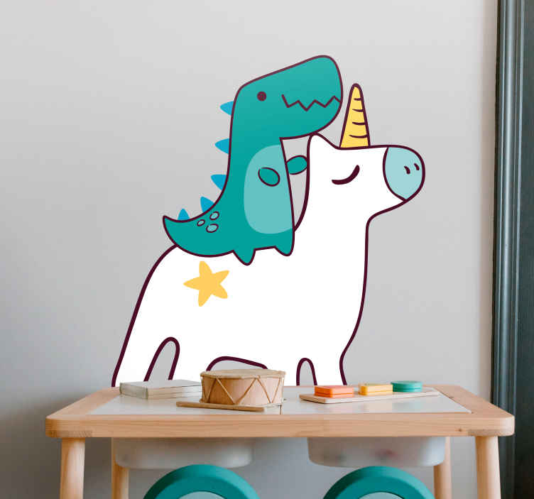 Dinosaur Riding Unicorn wall stickers for kids